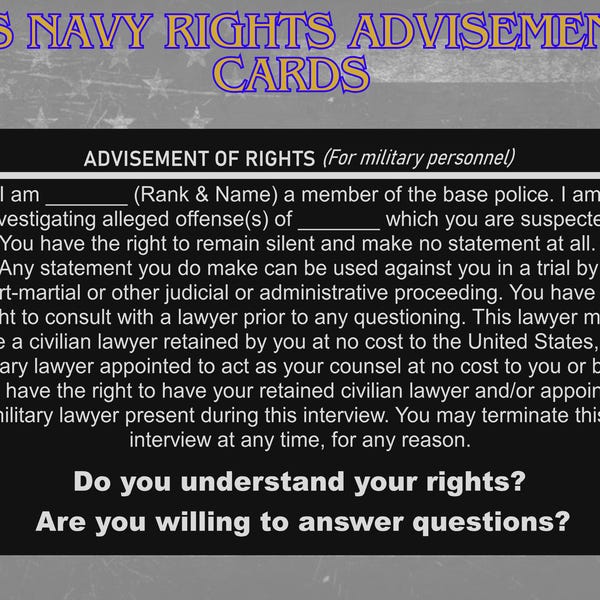 Miranda Rights Cards - Etsy
