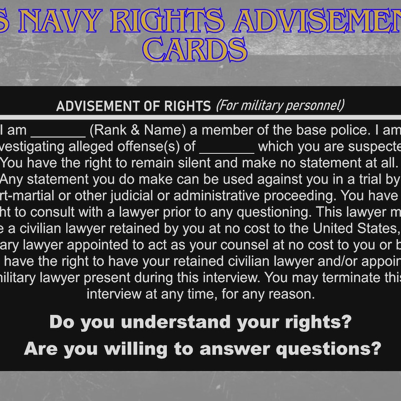 Miranda Rights Cards - Etsy