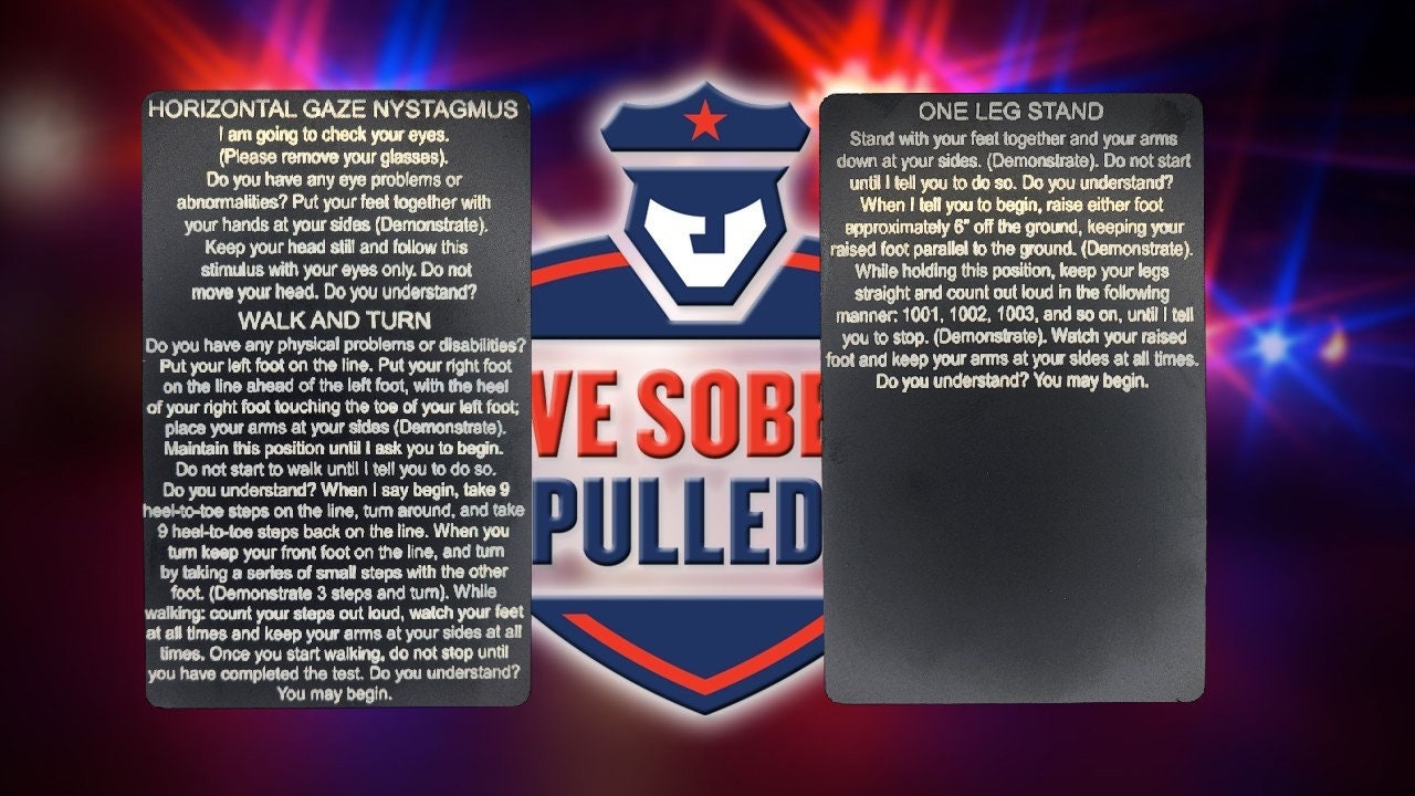 Metal NHTSA SFST Guidelines Card Field Sobriety, Law Enforcement, Cops ...