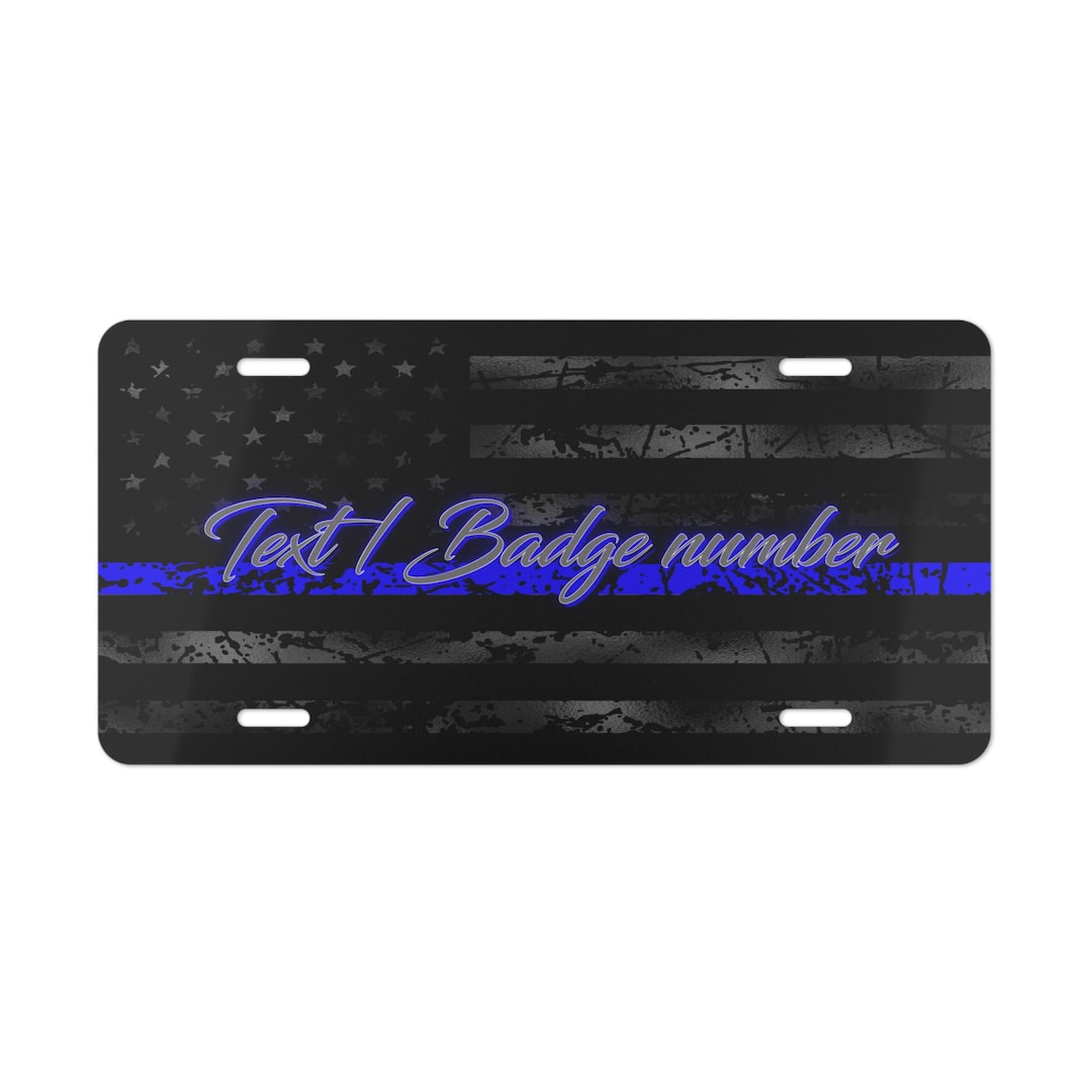 Thin Blue Line Flag Vanity Plate, Personalized License Plate, Custom ...