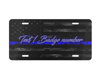 Thin Blue Line Custom License Plate - Personalized Police Car Tag - Law ...