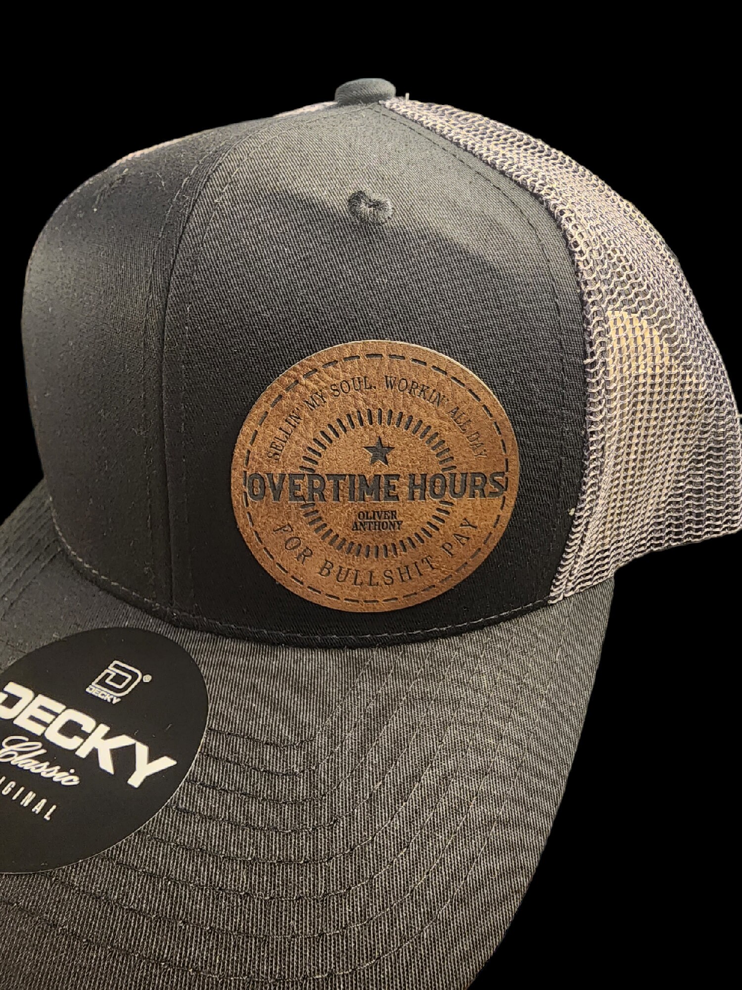 Working Overtime Hours Leather Patch Hat Anthony Overtime - Etsy