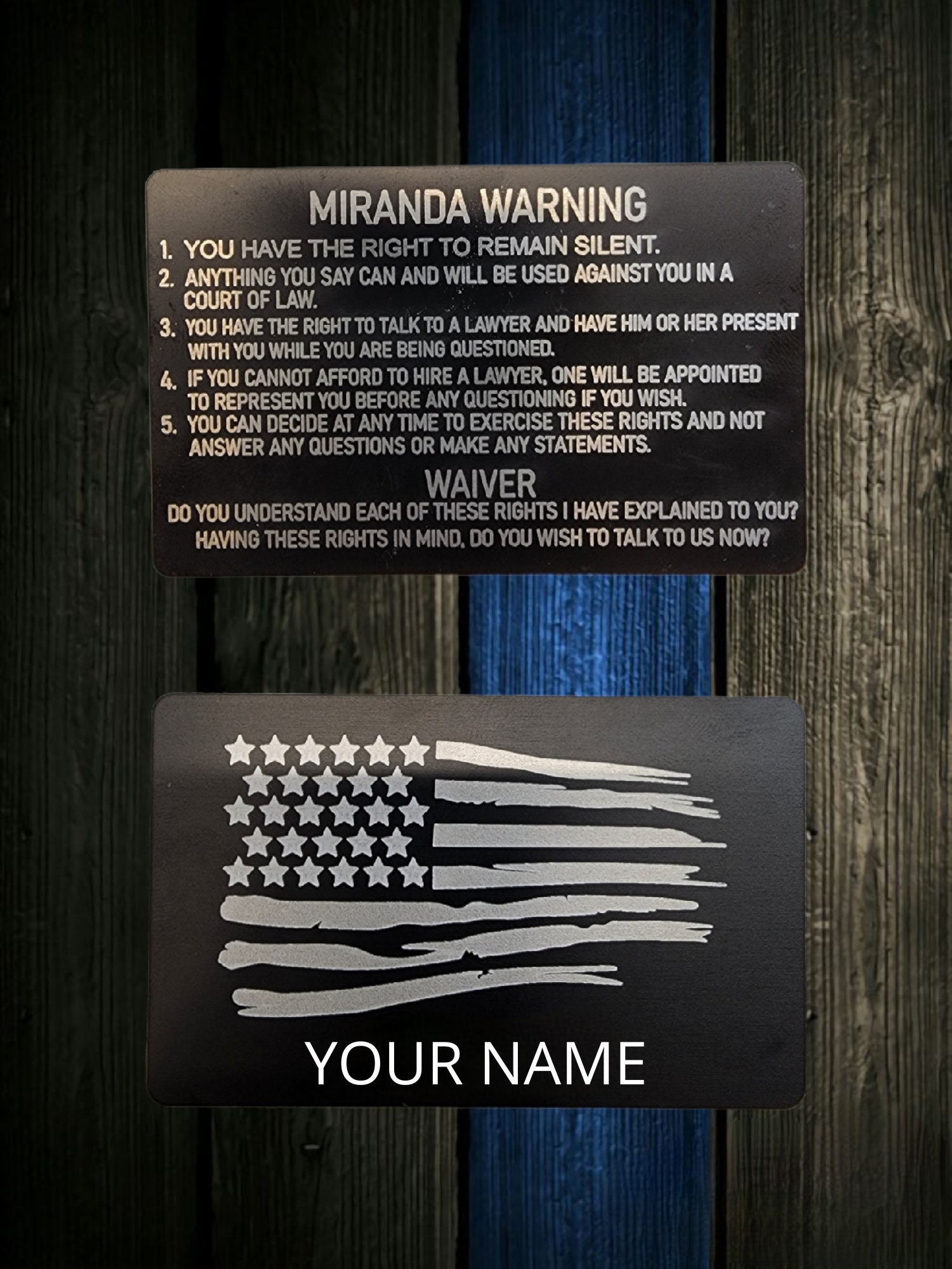 Metal Miranda Warning Card Law Enforcement, Metal, Miranda Card, Laser ...