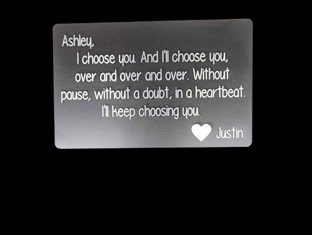 Personalized Metal Card - Love, Valentines Day, Choose You, Laser ...