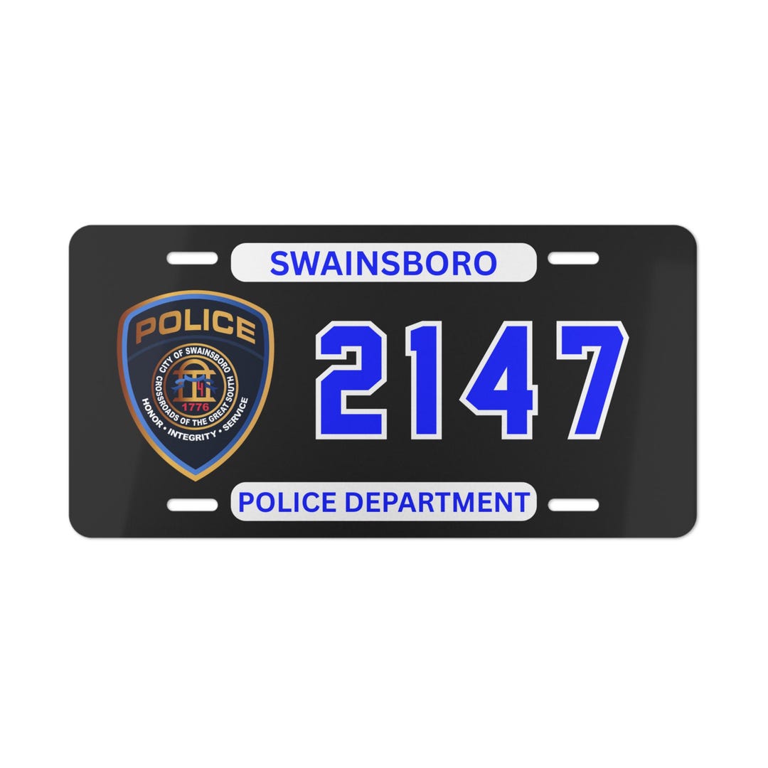 Police Department License Plate, Customizable Law Enforcement Badge ...