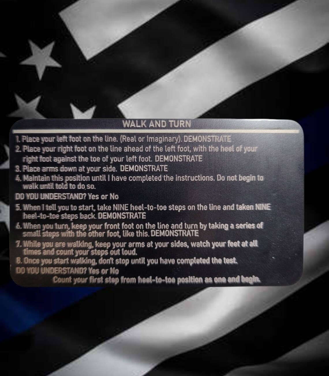 Metal SFST Card - Field Sobriety, Law Enforcement, Cops, Police ...