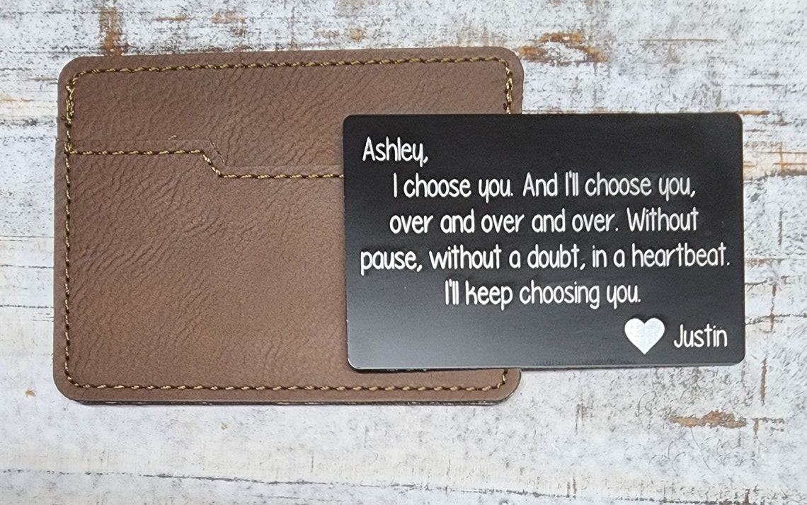 Personalized Metal Card - Love, Valentines Day, Choose You, Laser ...
