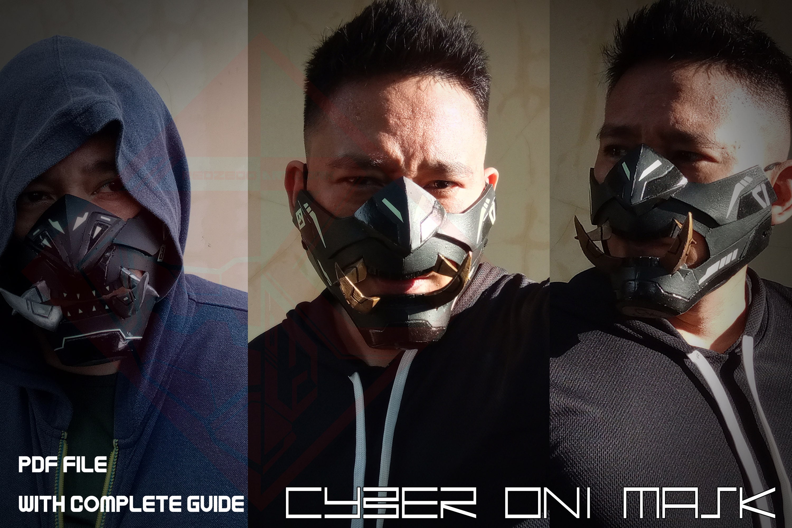 Cyber Oni Mask Template: DIY Ninja Mask (PDF Pattern) - Etsy