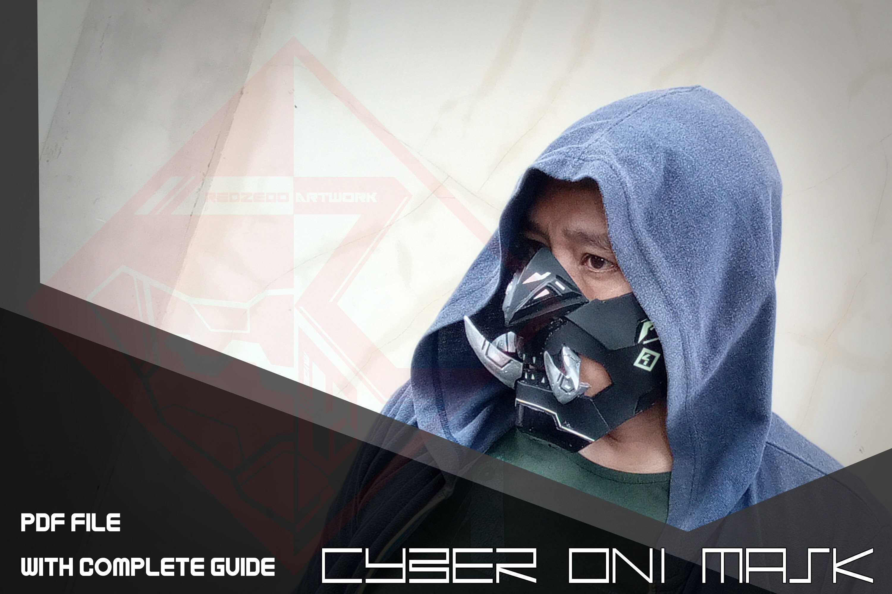 Cyber Oni Mask Template: DIY Ninja Mask (PDF Pattern) - Etsy
