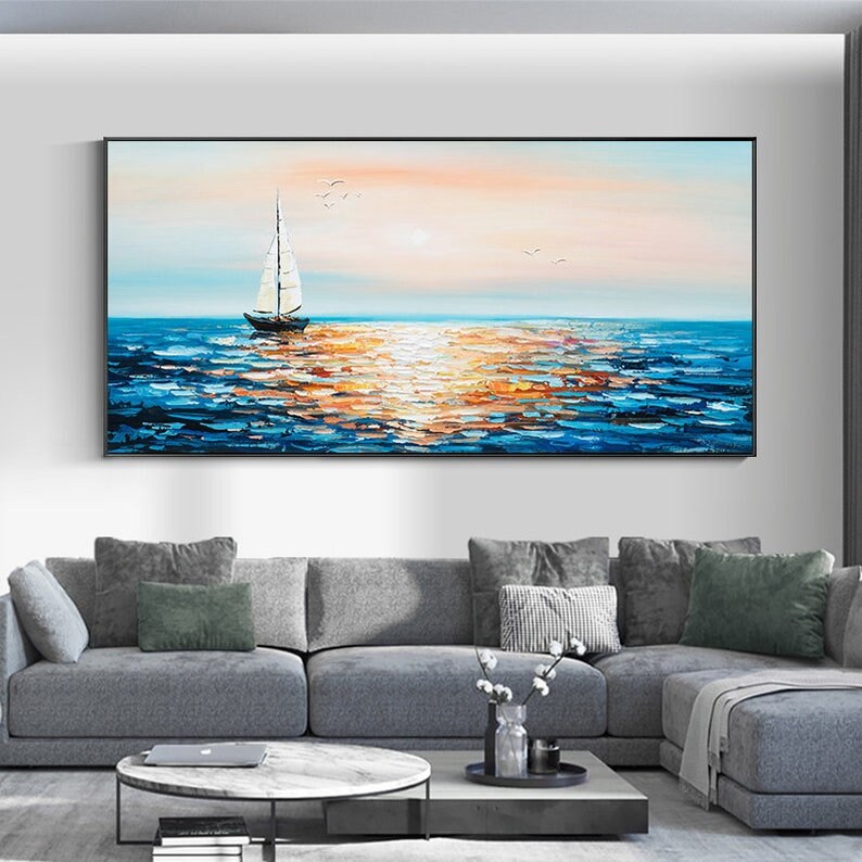 Original Colored Sailing Boat Painting on Canvas Colorful - Etsy