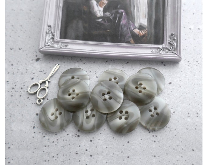 Gray Faux-marble Buttons, 23mm 7/8 Inch - Marbled Glossy Grey 4-hole ...