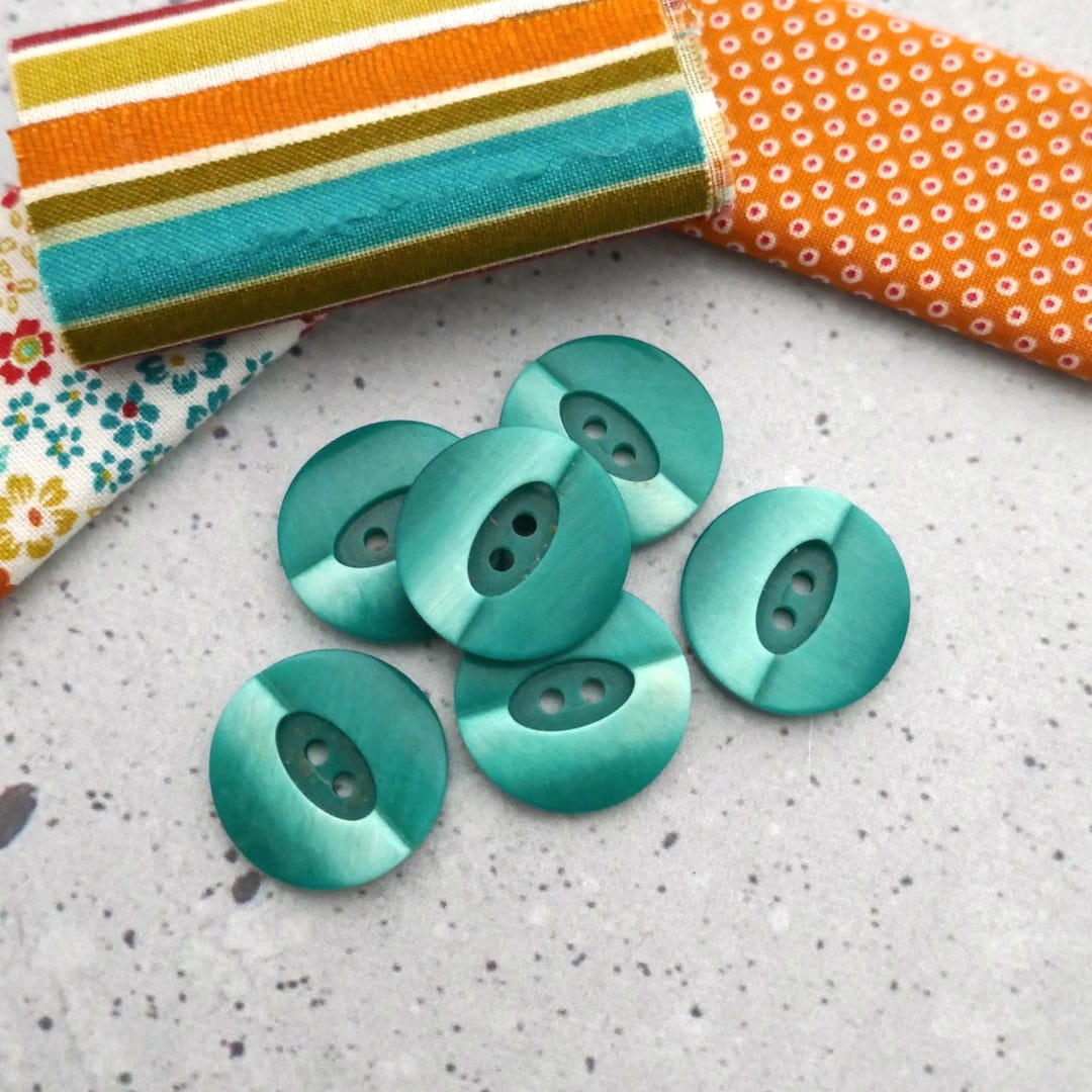 Faux-horn Teal Buttons, ≈23mm 7/8" - Brushed Ombre Green Horn Imitation ...