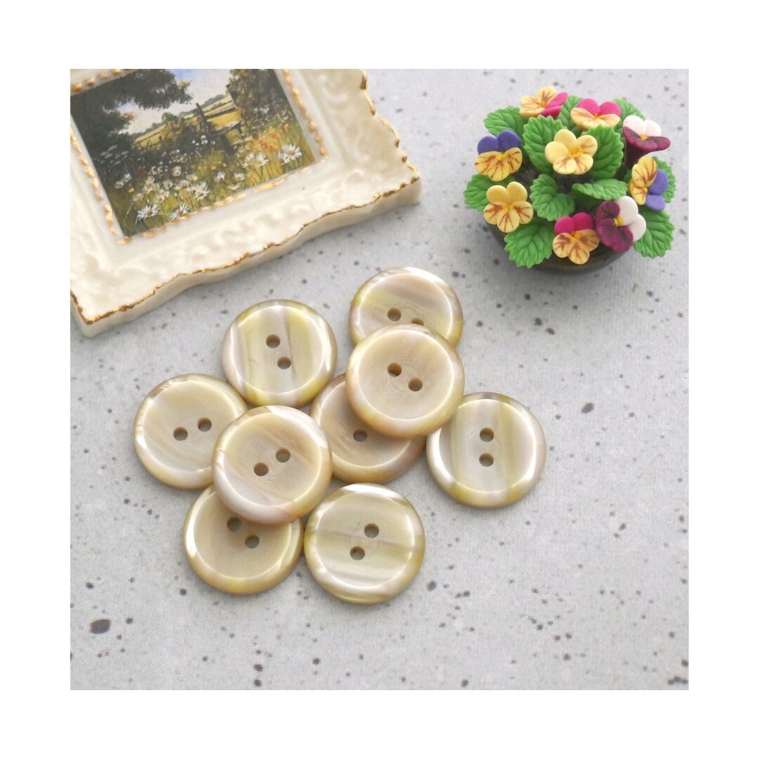 Brushed Yellow Buttons, ≈18mm .71" - Striped Sunshine-yellow Beige ...