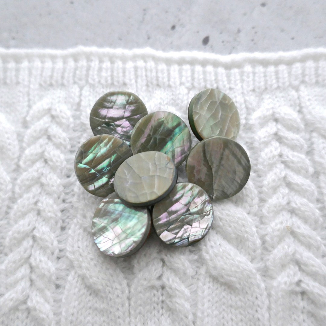 Crackled Abalone Shell Buttons, 19mm 3/4 Inch Iridescent Mosaic MOP ...