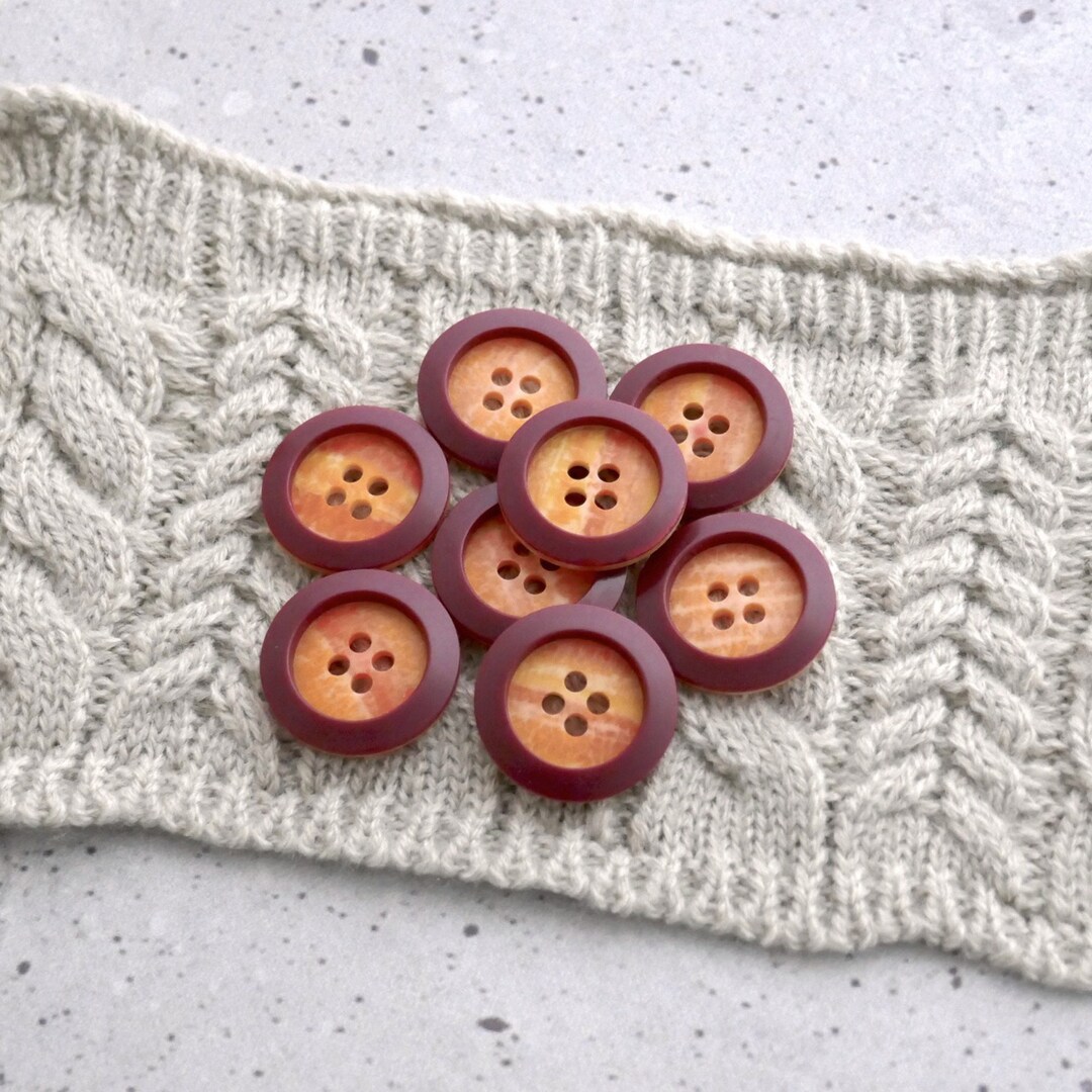 Ring-around Faux-marble Buttons, 22mm 7/8 in Marbled Bright Orange Sew ...