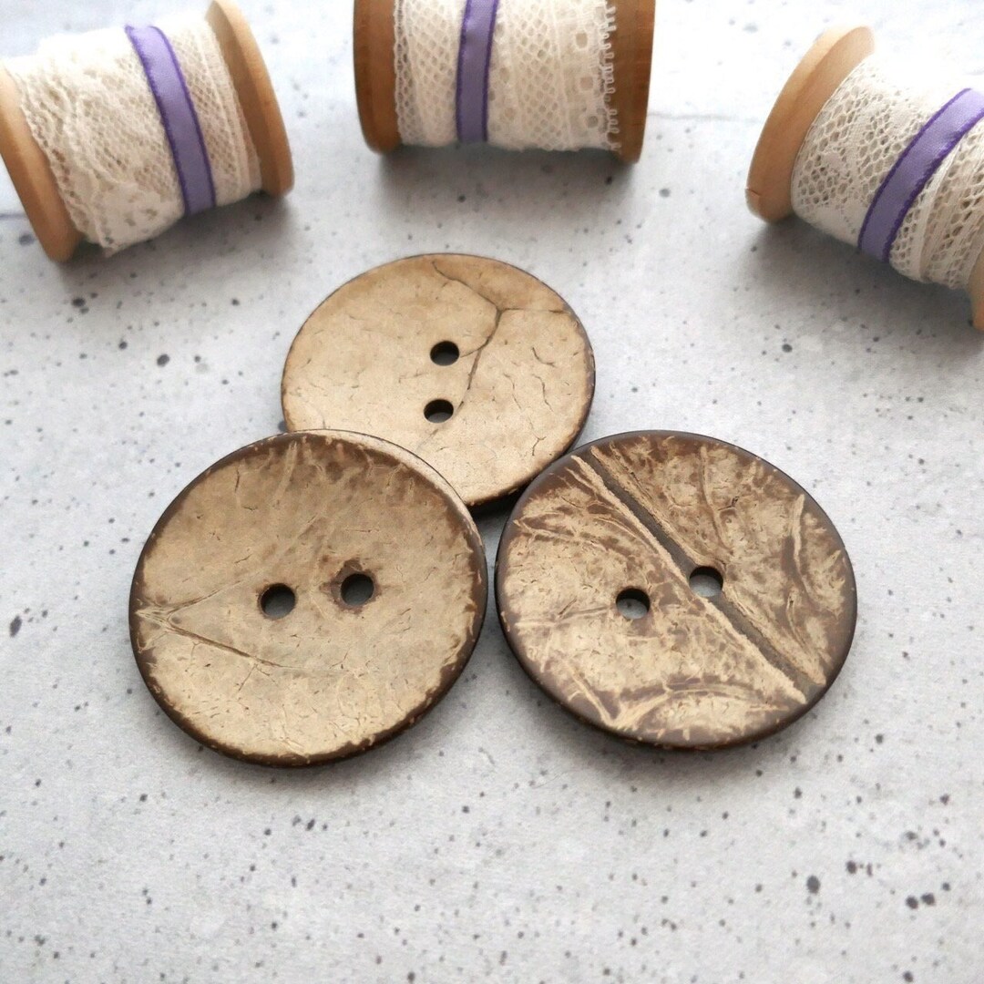 Huge Coconut Buttons, 50mm 2 Inch Real Coconut Shell Sewing Buttons VTG ...