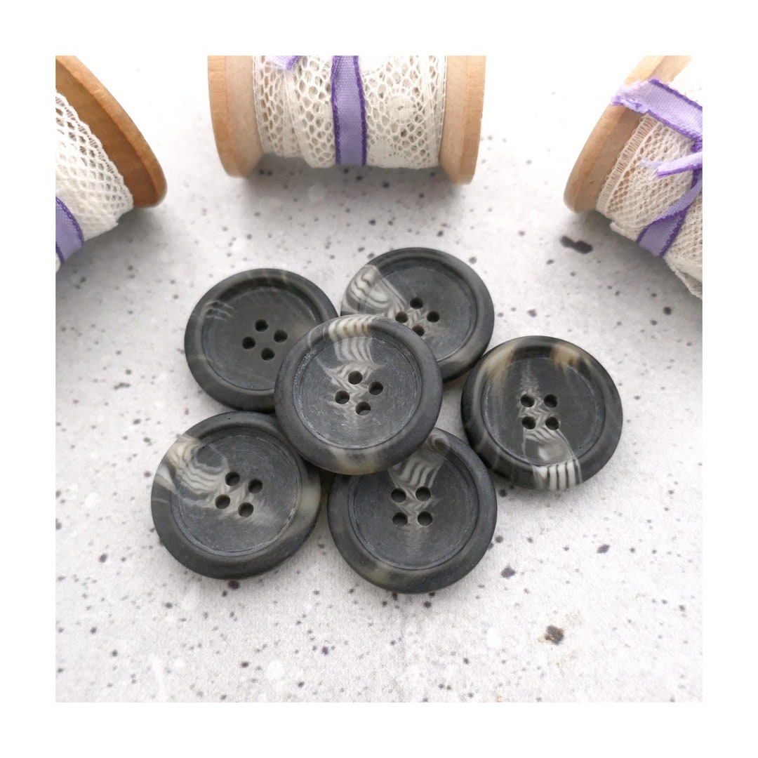 Charcoal Faux-marble Buttons, 28mm 1-1/8 in Marbled Black & Gray ...