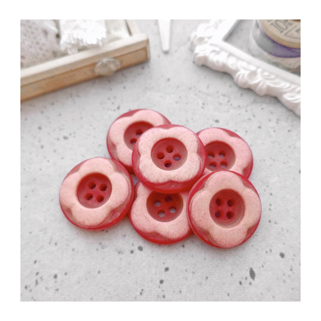 Crimson Red Daisy Buttons, 20mm .78 Inch Carved Faux-stone Red Flower ...