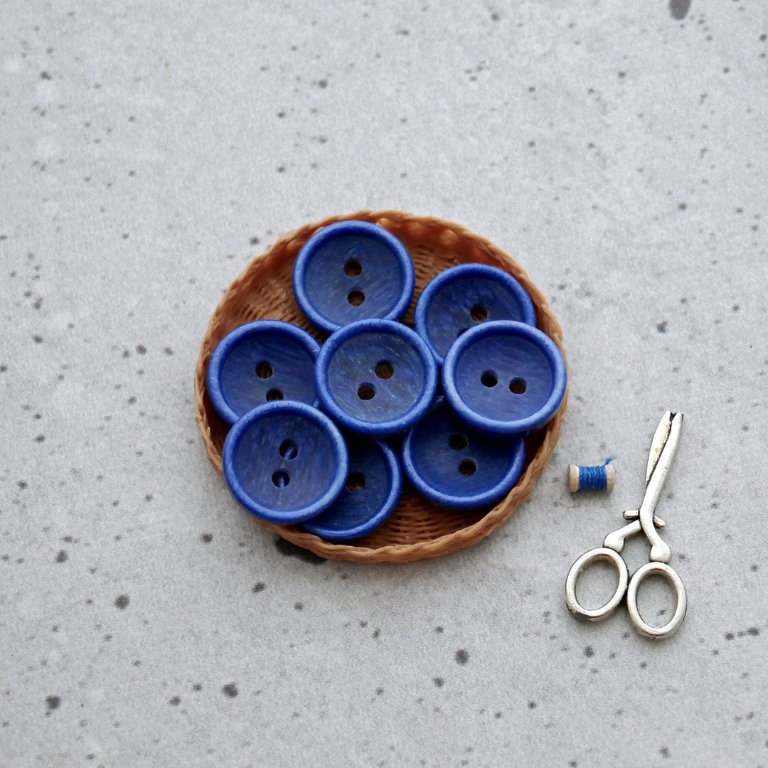 Brushed Blue Buttons, 14mm .55 in - Small Medium Dark Blue De Cobalt ...