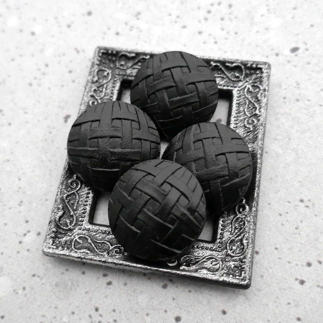 Embossed Leather Shanks, 26mm 1 in - Modern Black Genuine Pressed ...