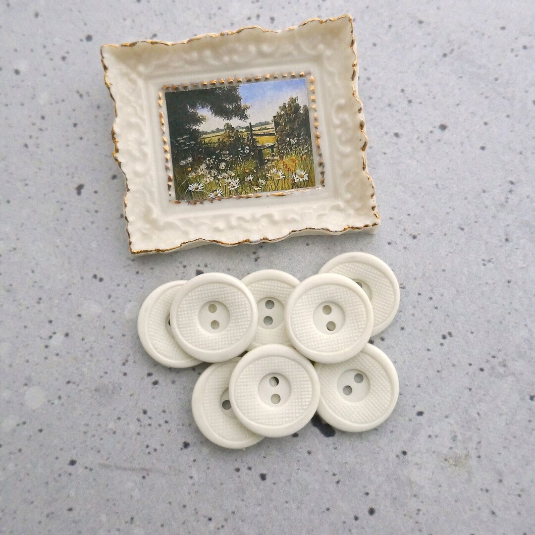 Designer White Buttons, 20mm .78 Inch Warm White Etched Basketweave ...