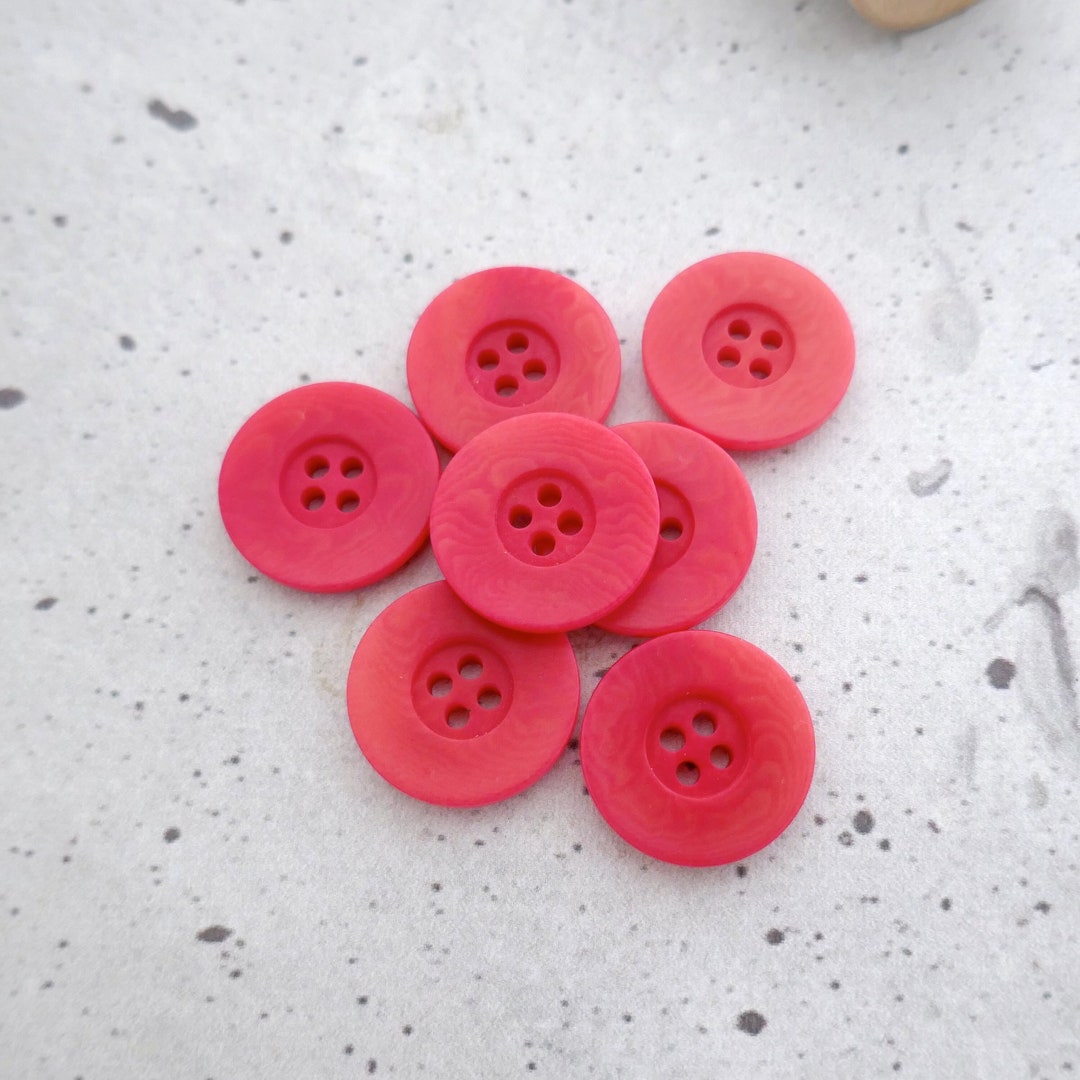 Red-pink Tagua Nut Buttons, 22mm 7/8 in - Fiery Rose Pink Corozo Sew ...