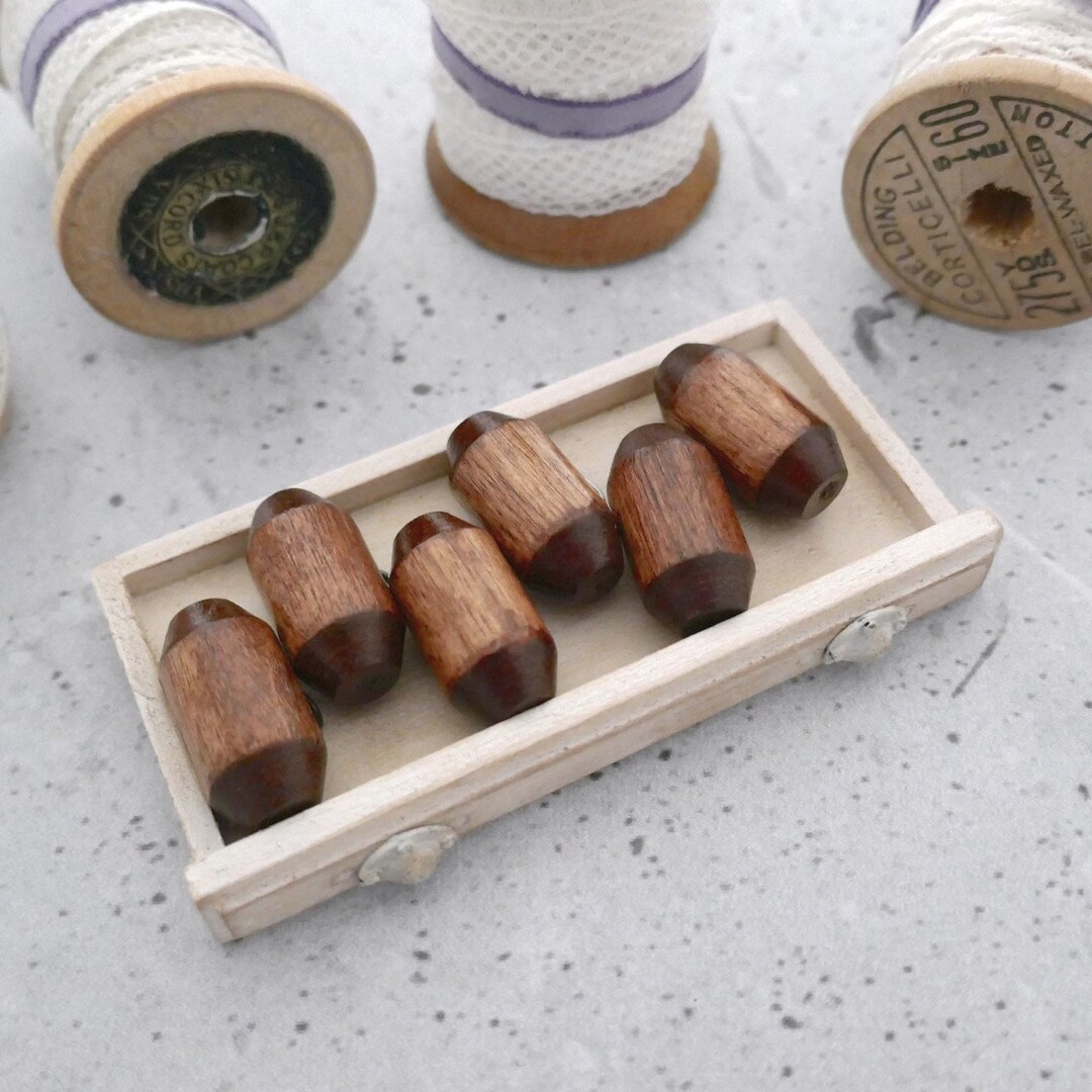 Wood Barrel Toggles, ≈22mm 7/8 Inch - Stained Walnut Brown Wooden Coat ...