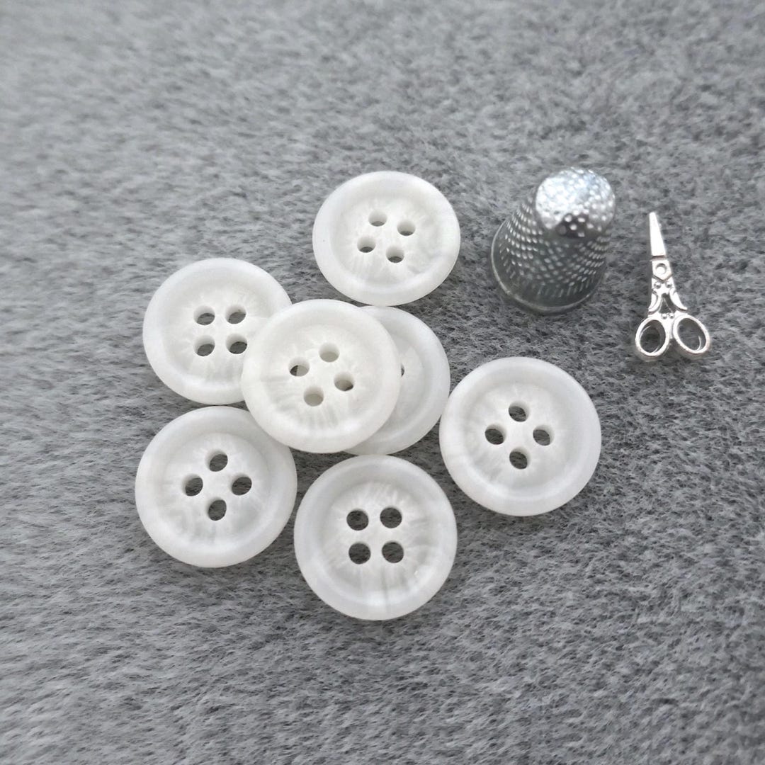 Little White Faux-horn Buttons, ≈15mm 5/8 Inch - Bursting White in Gray ...