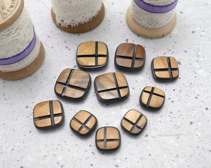 Modern Wood Buttons, 14mm 20mm Family of Rounded Square Wooden Shank ...