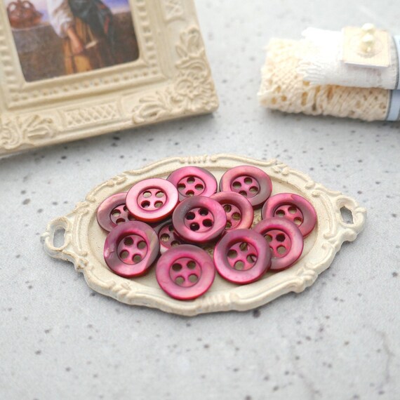Red Shell Buttons 10mm .39 Inch Red Dyed Vintage Mother of - Etsy