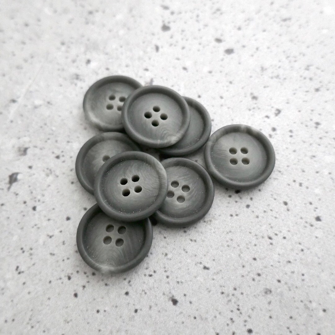 Slate Gray Buttons, ≈21mm .82" - Subtle Burled Faux-marble Gray Sewing ...