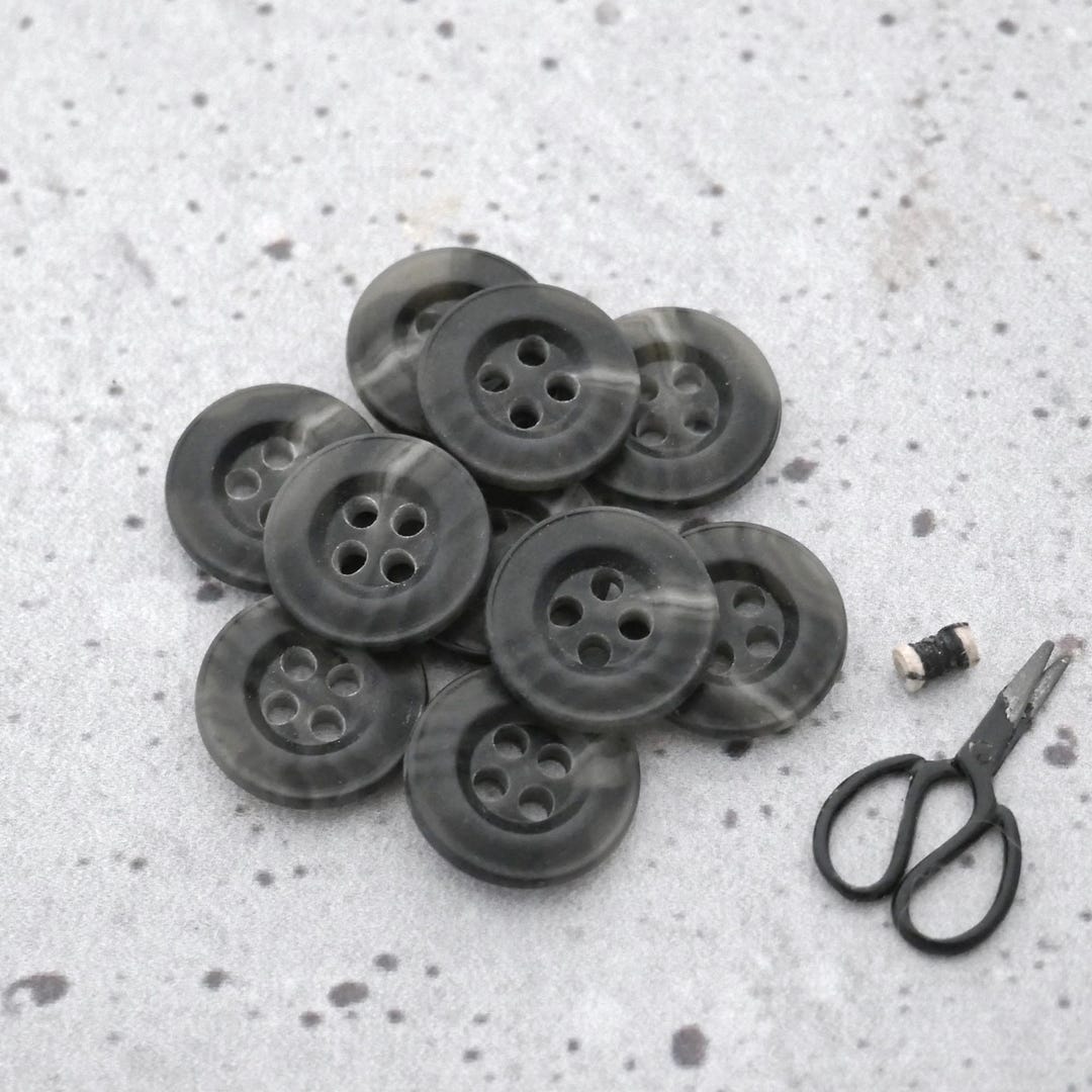 Marbled Satin Noir Buttons, ≈15mm 5/8" - Whispered-black to Gray Faux ...