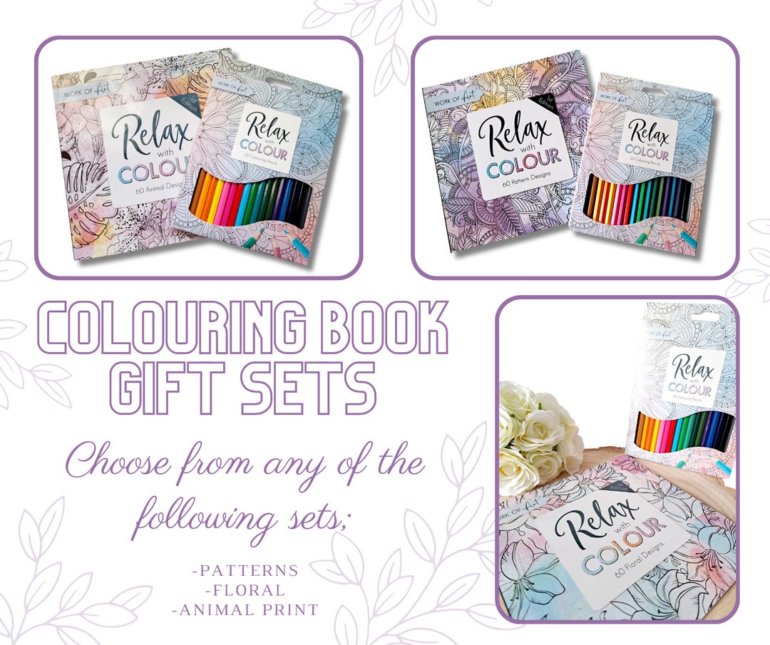 Adult Colouring Book Gift Set | Colouring Book & Pencil Gift Set ...