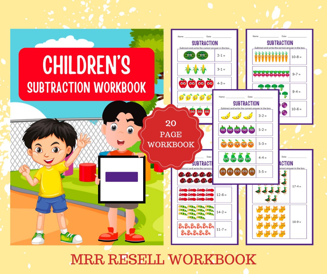 Childrens Subtraction Workbook | Maths Workbook for Children ...