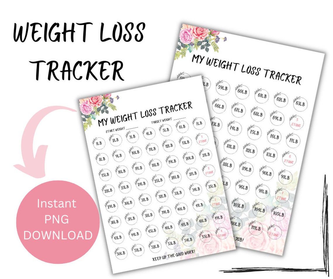 Printable Weight Loss Tracker 8 Stone Weight Loss Tracker - Etsy