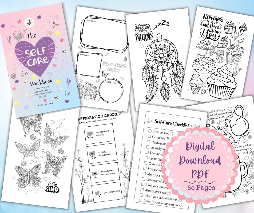 DIGITAL DOWNLOAD Self Care Activity Book | Adult Self Care Colouring ...