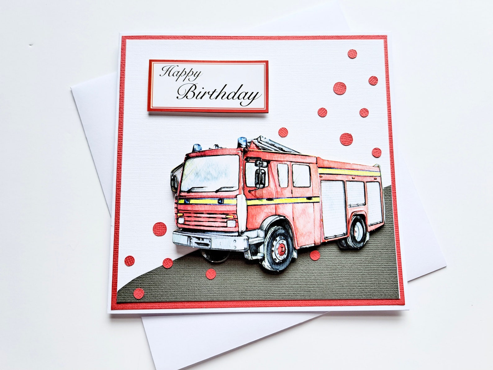 Handmade Fire Engine Themed Greetings Card | Firefighter Cards ...
