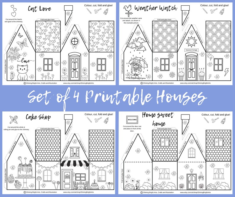 Printable 3D Houses to Colour | Colouring Activities for Children ...