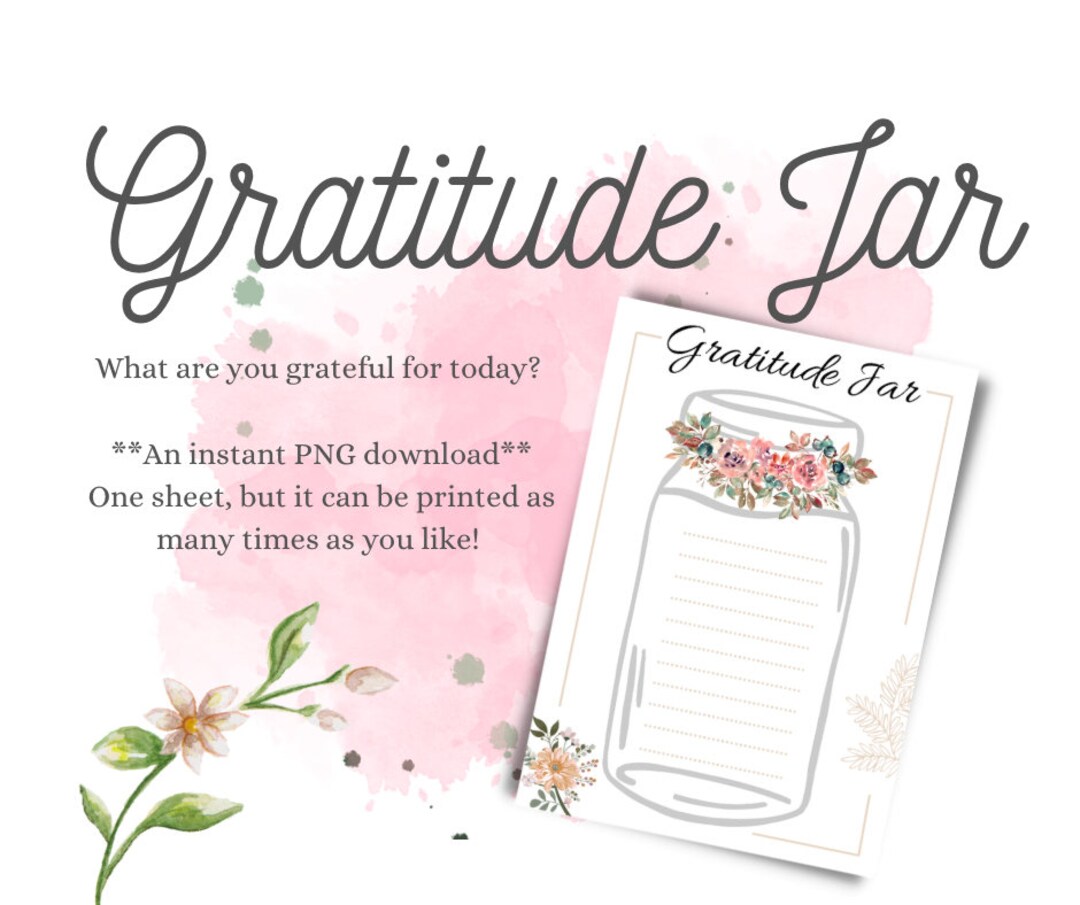Gratitude Sheet | Positive Mental Health | Gratitude Jar | Downloadable ...