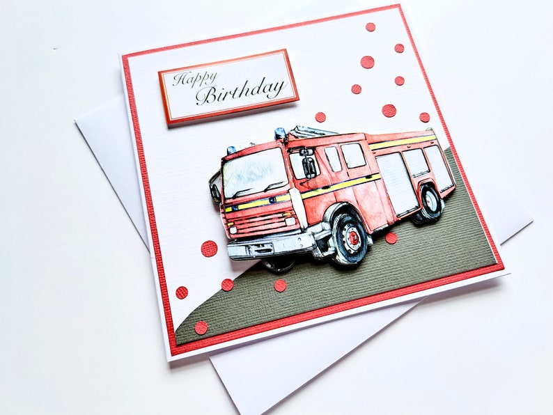 Handmade Fire Engine Themed Greetings Card | Firefighter Cards ...
