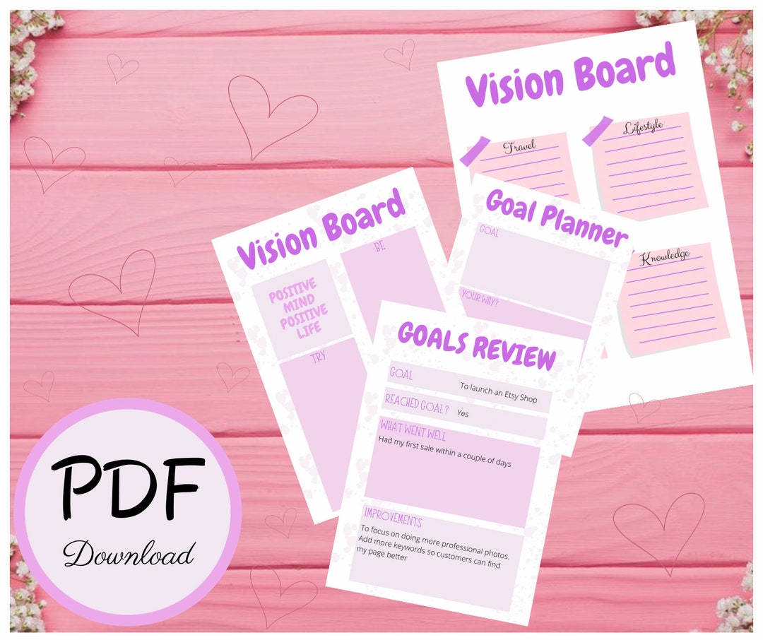 Vision Board Printables | Digital Vision Board Download | Goal Planner ...