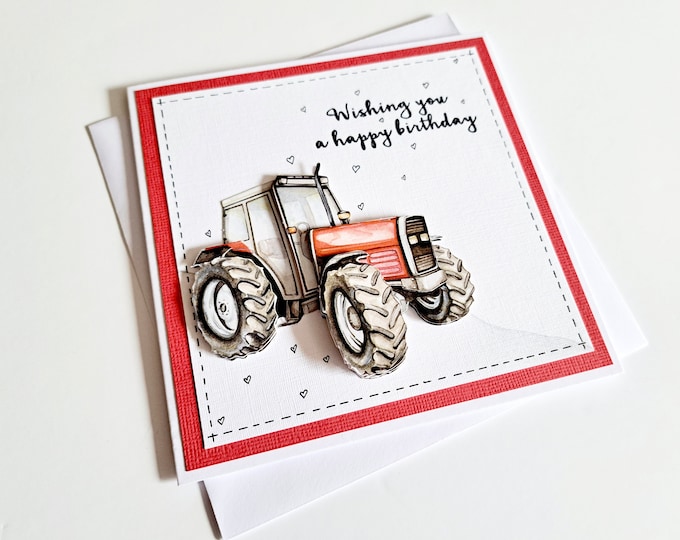 Red Tractor Greetings Card Farming Cards Tractors Tractor Birthday ...