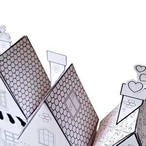 Printable 3D Houses to Colour | Colouring Activities for Children ...