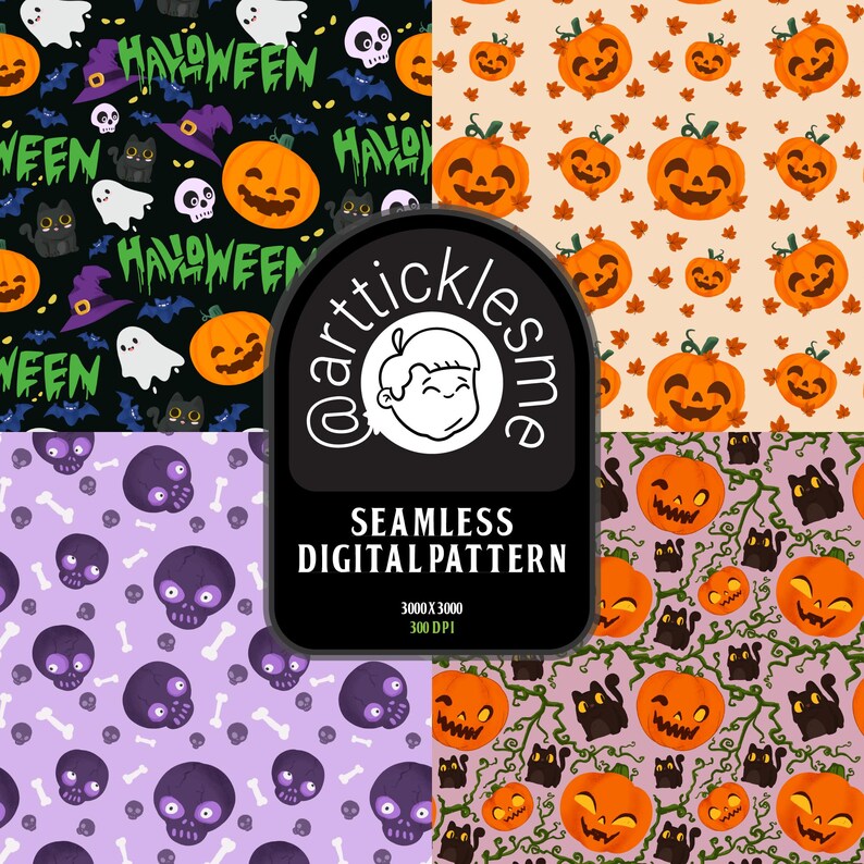 Halloween Seamless Pattern, Pattern for Fabric Printing, Book, Digital ...