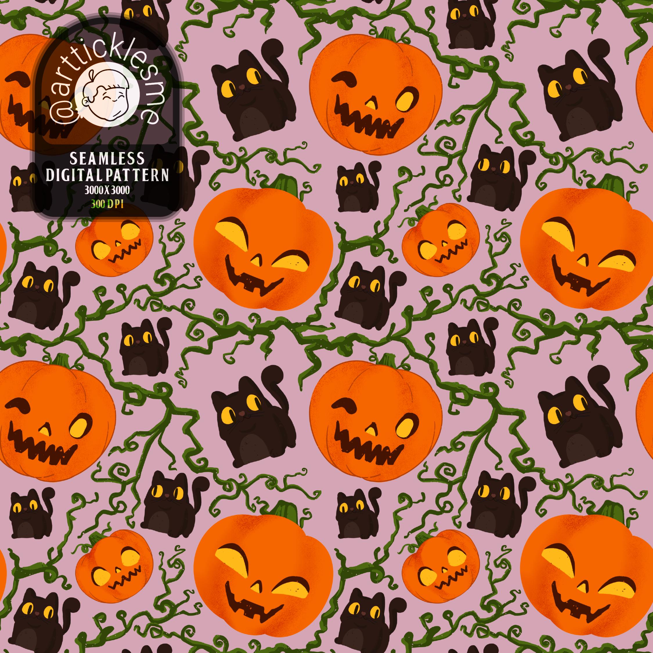 Halloween Seamless Pattern, Pattern for Fabric Printing, Book, Digital ...