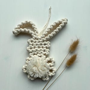 Handmade Macramé Easter Bunny Decoration in Pastel Colors – Cute Boho ...