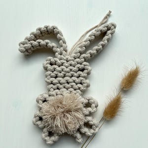 Handmade Macramé Easter Bunny Decoration in Pastel Colors – Cute Boho ...