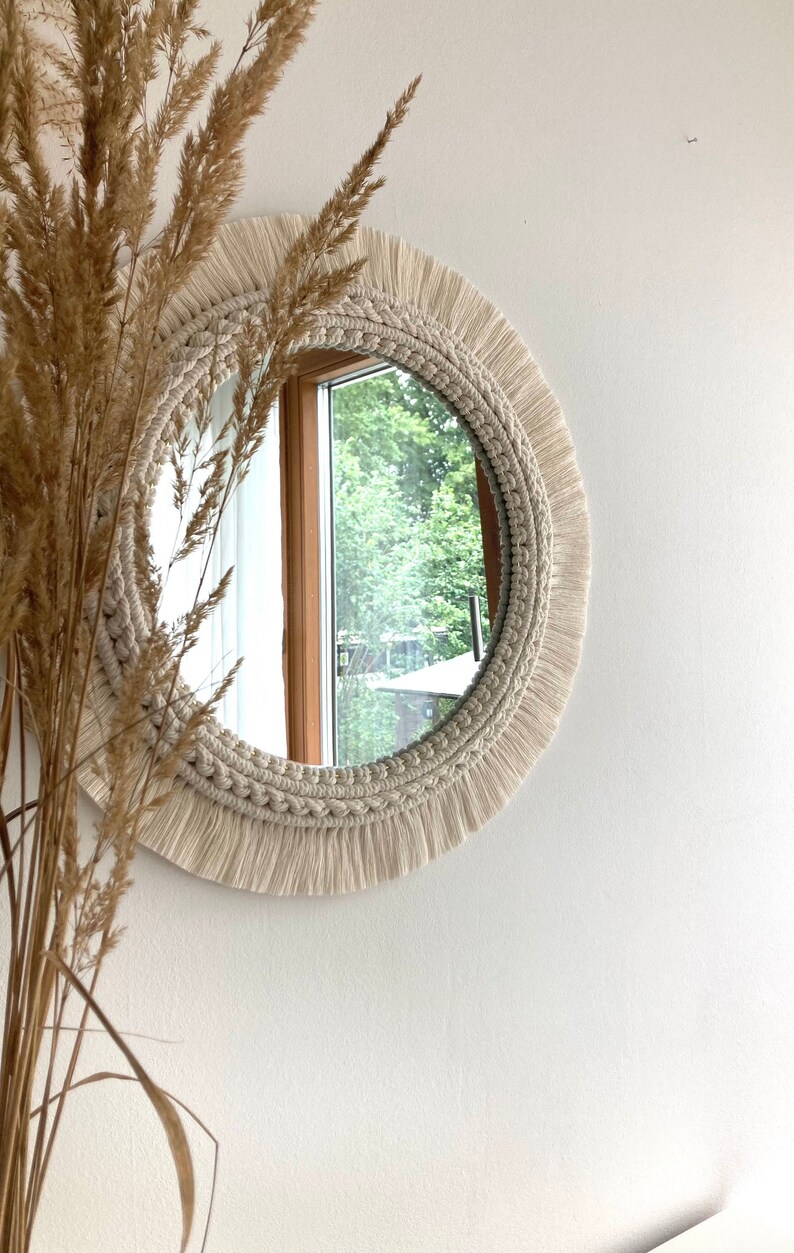 Large Round Macrame Mirror Wall Hanging Mirror - Etsy