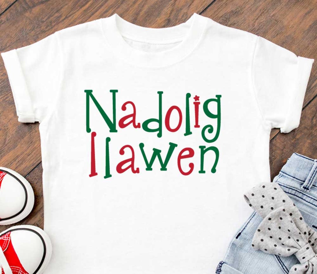 Kinder Nadolig Llawen Text T-shirt - Jungen Mädchen Cymraeg Geburtstag ...