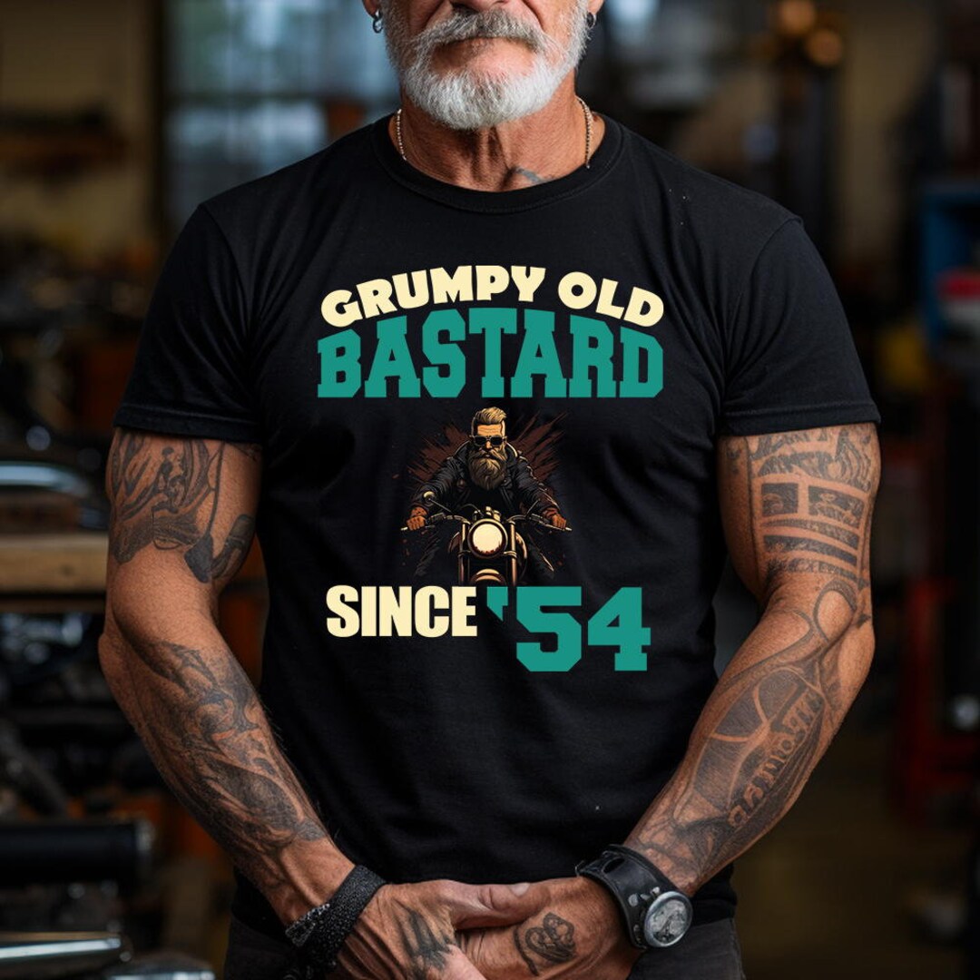 Grumpy Old Bastard Since 1954 T Shirt Biker 70th Birthday Gift Top Motorbike Motorcycle ...